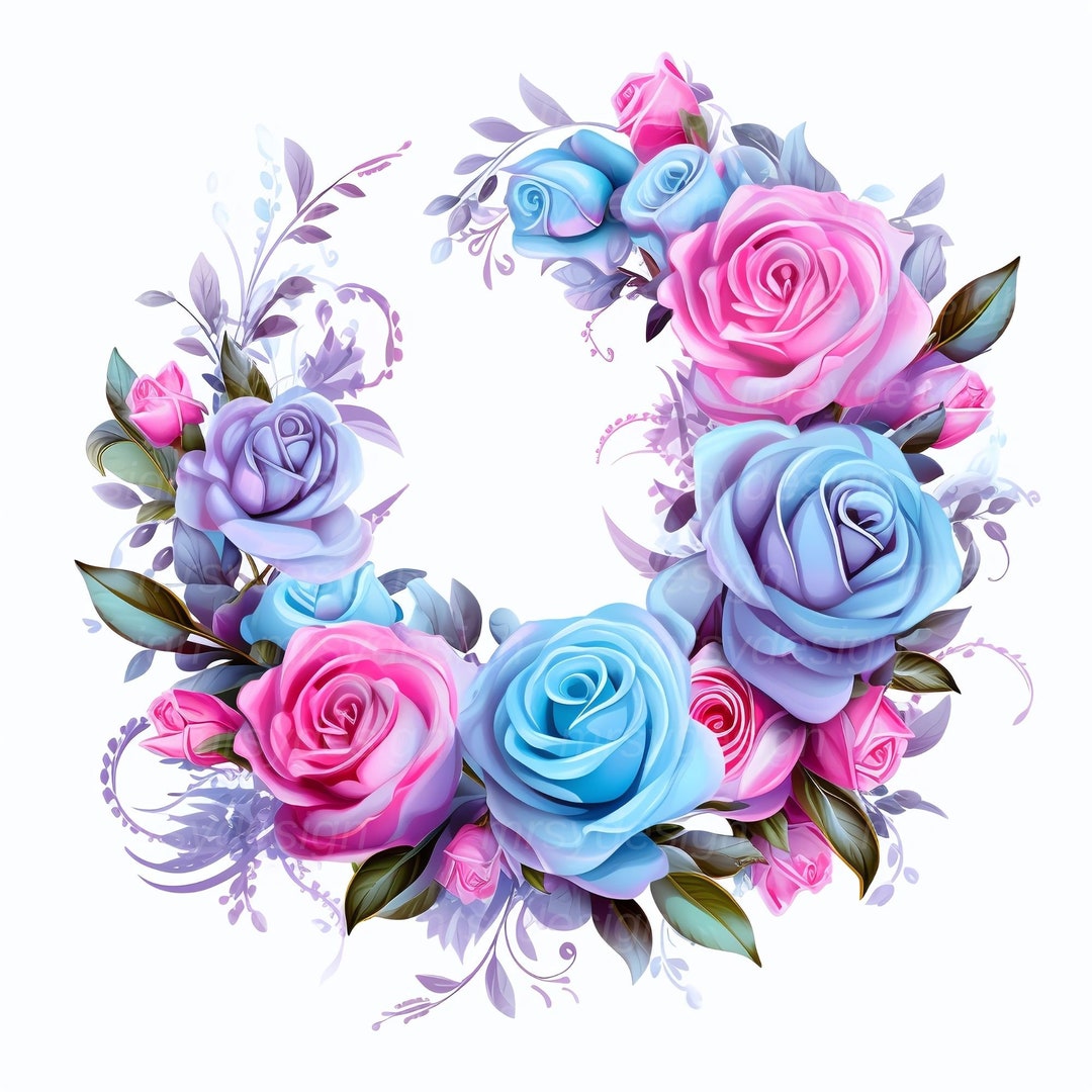 Roses Flowers Frame 15 Clipart, High Quality PNG, Printable Watercolor ...