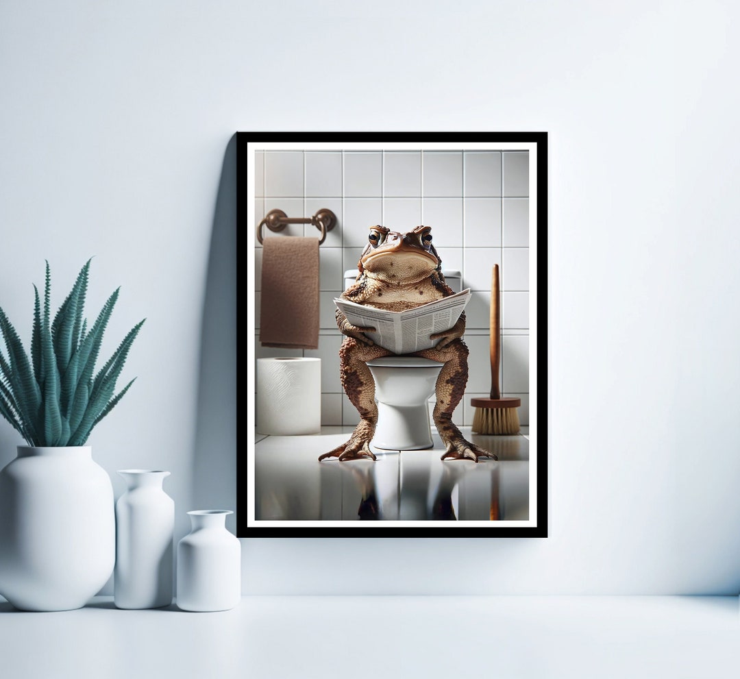 Toad Wall Art, Funny Bathroom Print, Toilet Poster, Toad in Toilet ...