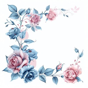 Roses Flowers Frame 15 Clipart, High Quality PNG, Printable Watercolor ...