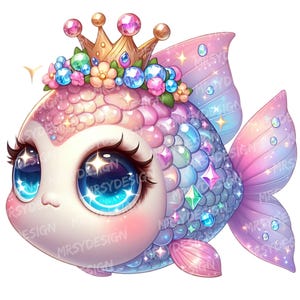 16 Fish Clipart, Sparkling Colorful Fish Clipart, Cute Fish Bundle ...