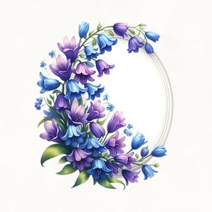 Watercolor Bluebell Frame Clipart, Blue Floral Clipart, Bridal Shower ...