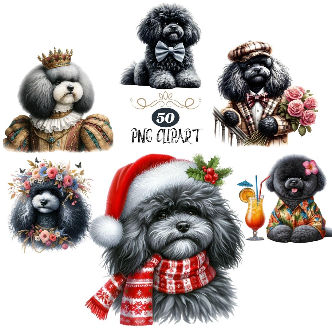 Puli Clipart, Watercolor Dog Clipart, Puli PNG, Card Making, Dog ...