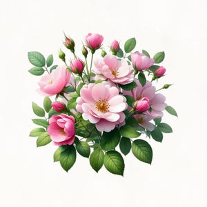 Watercolor Wild Roses Clipart, Pink Floral Elements, Wildflower Bouquet ...