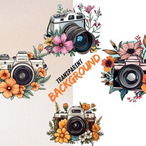 Vintage Camera Watercolor Clipart, Boho Camera PNG, Floral Vintage ...