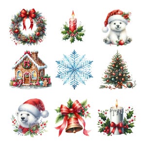 21 PNG Christmas Concept Clipart, Snow Tree Reindeer Bundle, Holiday ...