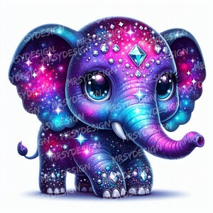 19 Elephant Clipart, Sparkling Colorful Elephant Clipart, Magic Baby ...