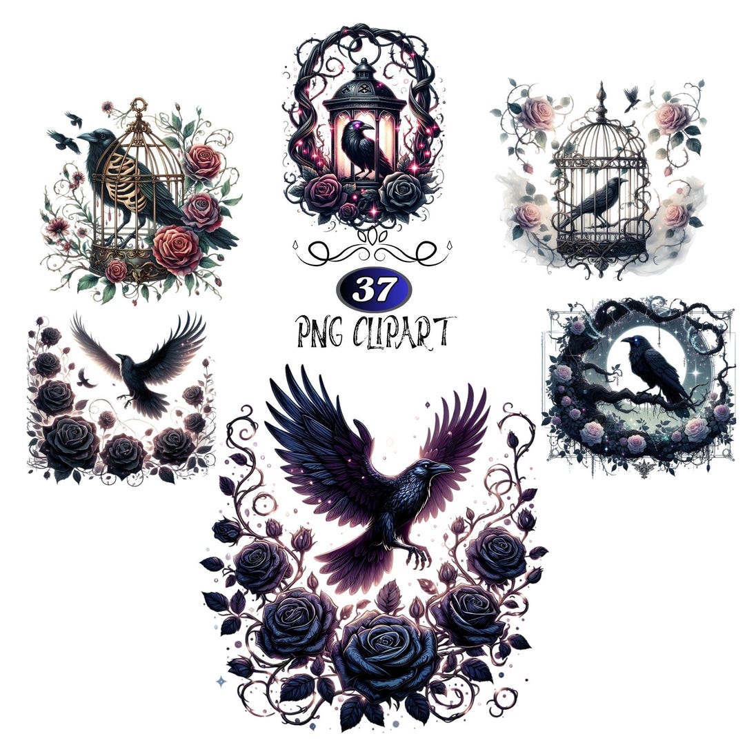 37 Dark Arcadia Lantern Clipart Bundle, Crow in Lantern, Twisted Vine ...