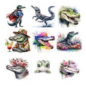 Crocodile Clipart, Watercolor Crocodile Clipart, Card Making, Clipart ...