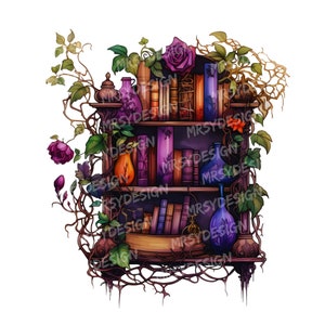 Dark Arcadia Witches Bookcase Clipart, High Quality Pngs, Magical ...