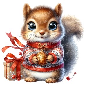 22 PNG, Christmas Baby Animals Clipart Bundle, Cute Holiday Animal Art ...