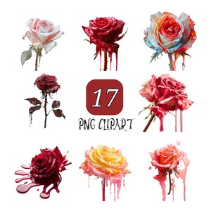 A Melting Rose Watercolor Clipart, High Quality PNG, Surreal Floral Art ...