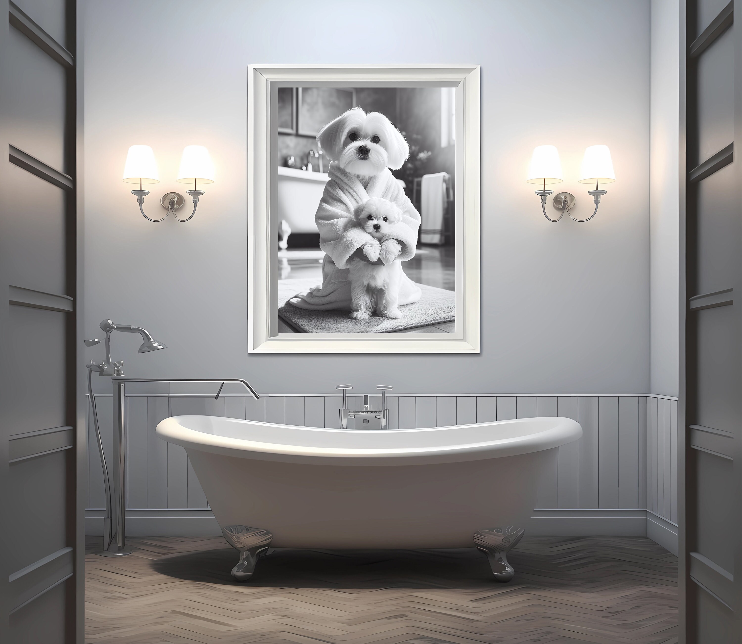Maltese Bathroom Wall Art, Bathroom Wall Decor, Bathroom Kids Art ...