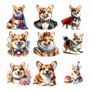 Pembroke Welsh Corgi Clipart, Watercolor Dog Clipart, Pembroke Welsh ...