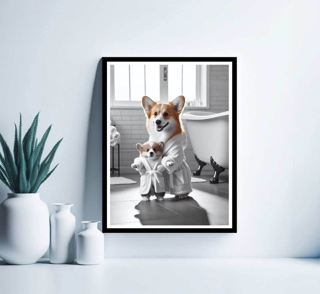 Pembroke Welsh Corgi Bathroom Wall Art, Bathroom Wall Decor, Bathroom ...