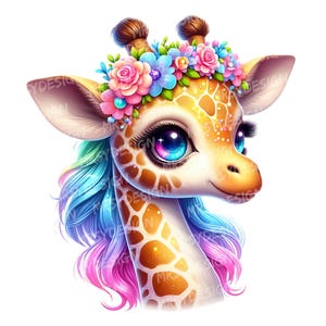 22 Giraffe Clipart, Sparkling Colorful Giraffe Clipart, Cute Giraffe ...