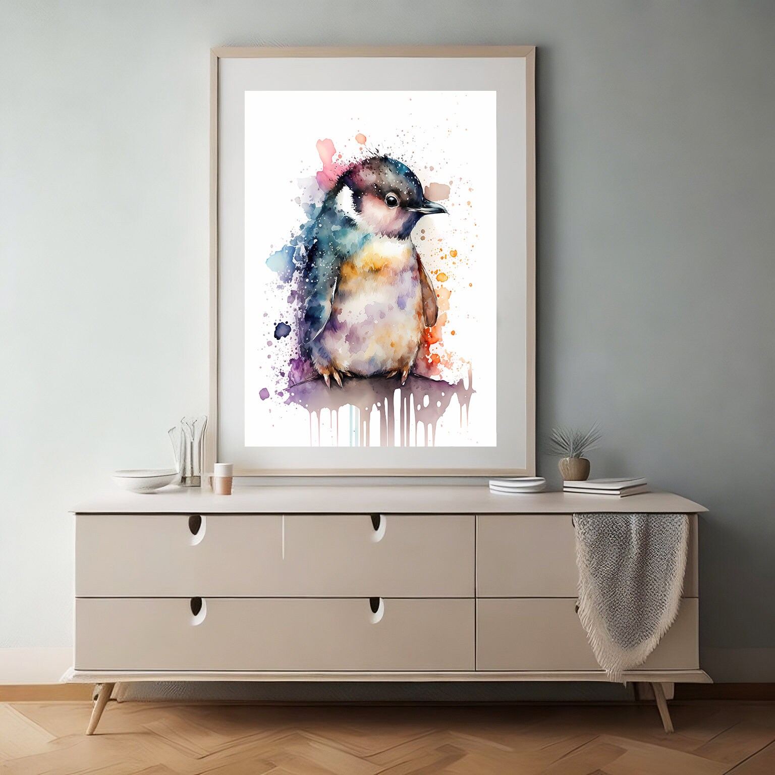Watercolor Baby Penguin PRINTABLE ART Penguin Print Penguin - Etsy