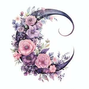 Crescent Covered With Roses Clipart, Flowers Clipart, High Quality PNG ...