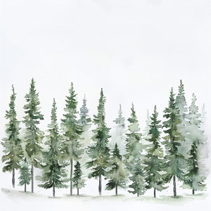 45 Watercolor Forest Tree Clipart, Bundle Tree Clipart, Pine Trees PNG ...