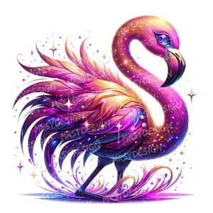 21 Flamingo Clipart, Sparkling Colorful Flamingo Clipart, Cute Flamingo ...