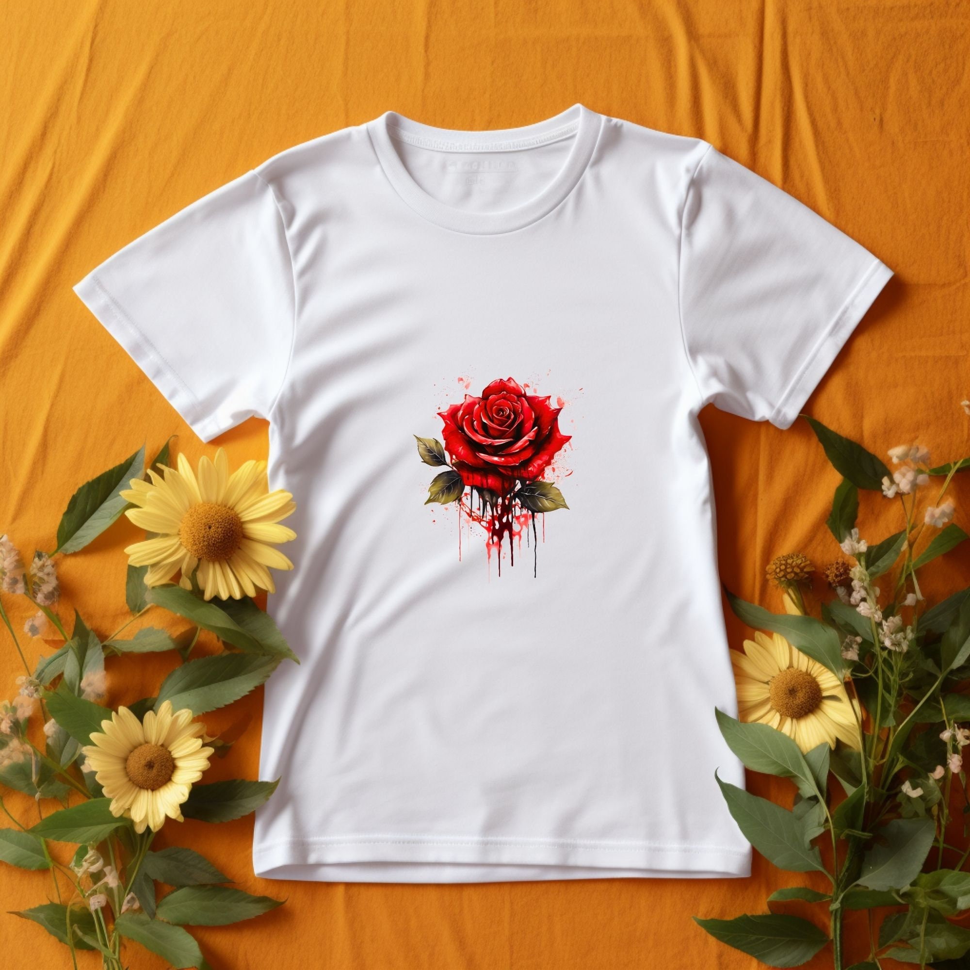 Gothic Red Rose Watercolor Clipart, Flowers Clipart, High Quality PNG ...