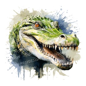 Crocodile Clipart, Watercolor Crocodile Clipart, Card Making, Clipart ...