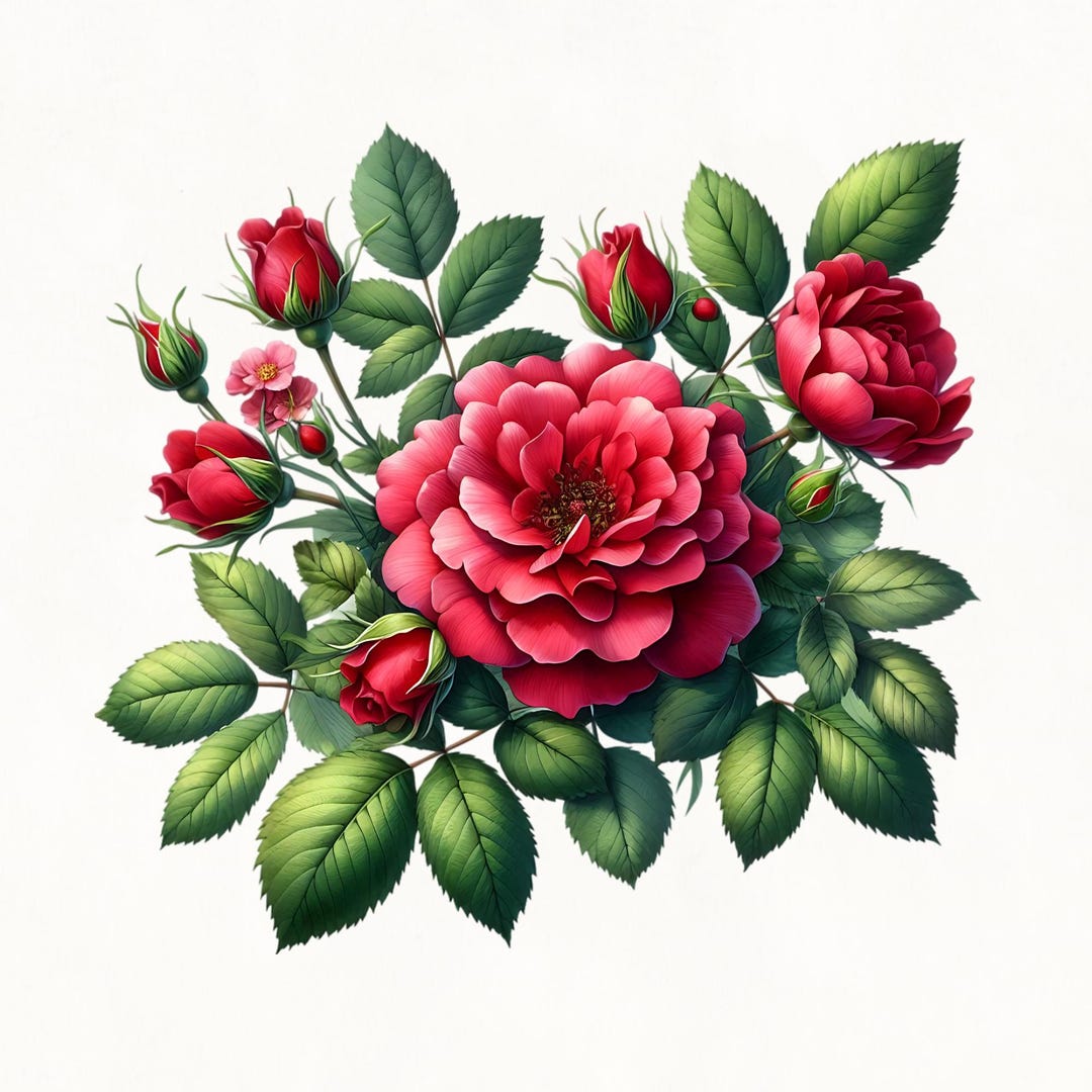 Watercolor Wild Roses Clipart, Pink Floral Elements, Wildflower Bouquet ...