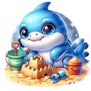 Cute Shark Clipart Bundle, Shark Clipart PNG, Watercolor Shark, Baby ...