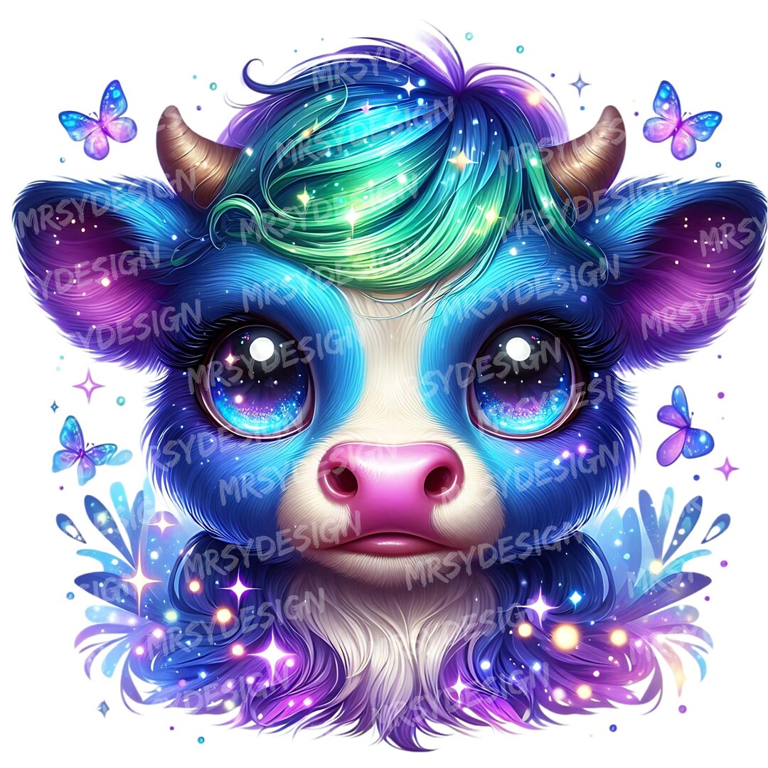24 Cow Clipart, Sparkling Colorful Cow Clipart, Cute Cow Clipart Bundle ...