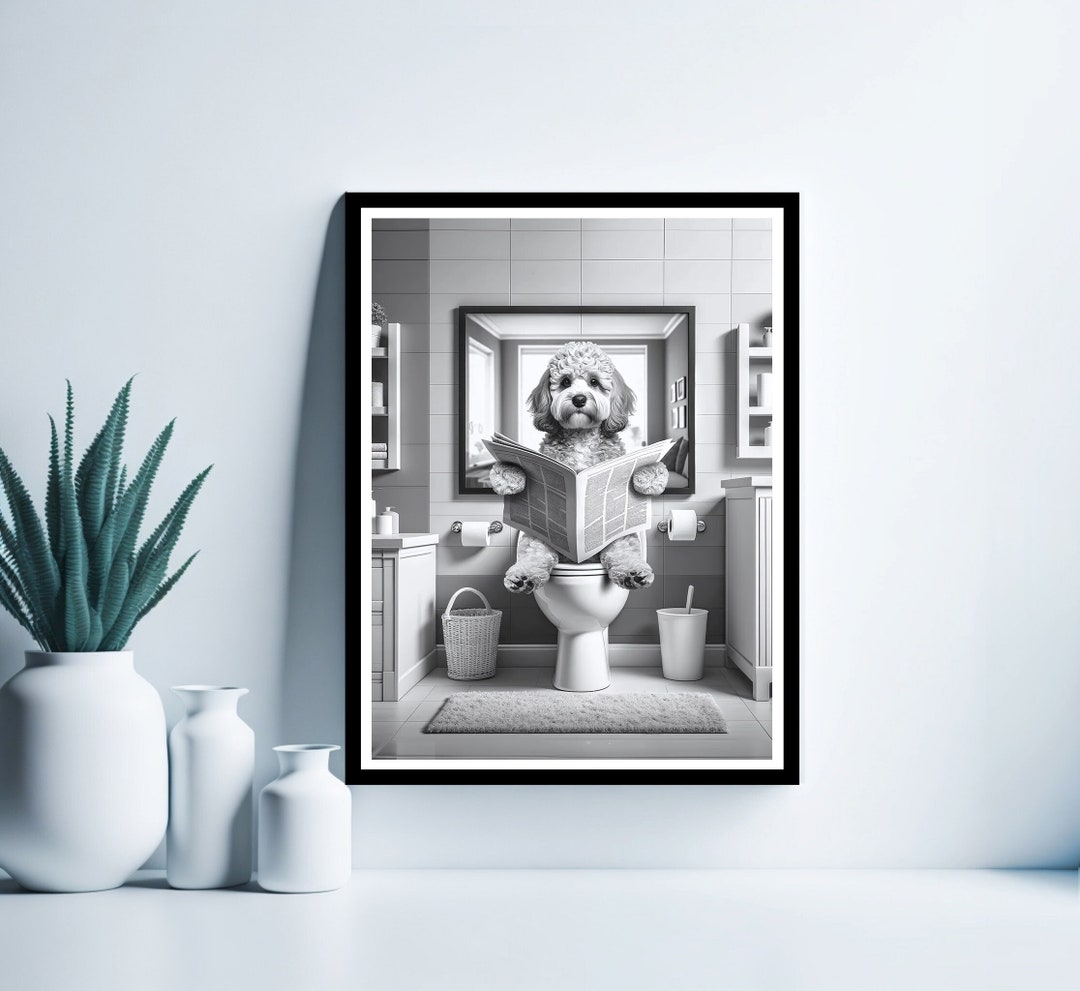 Cockapoo Wall Art, Funny Bathroom Print, Toilet Poster, Cockapoo in ...