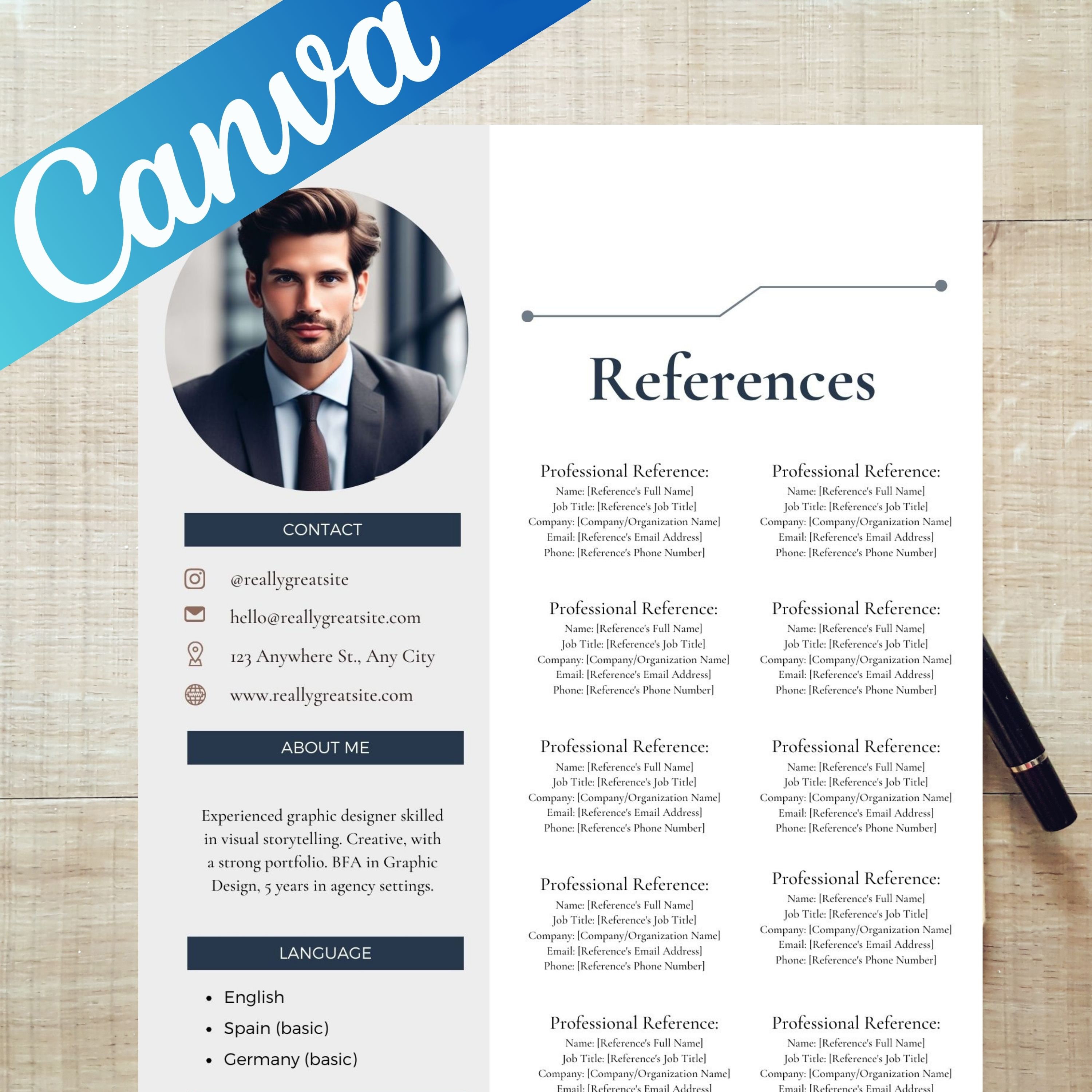 Resume Template Canva Resume Template for Canva Professional CV ...
