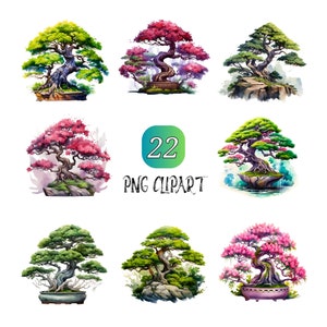 22 Watercolor Bonsai Tree Clipart, High Quality PNG, Botanical ...