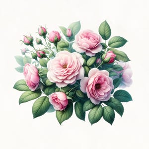 Watercolor Wild Roses Clipart, Pink Floral Elements, Wildflower Bouquet ...