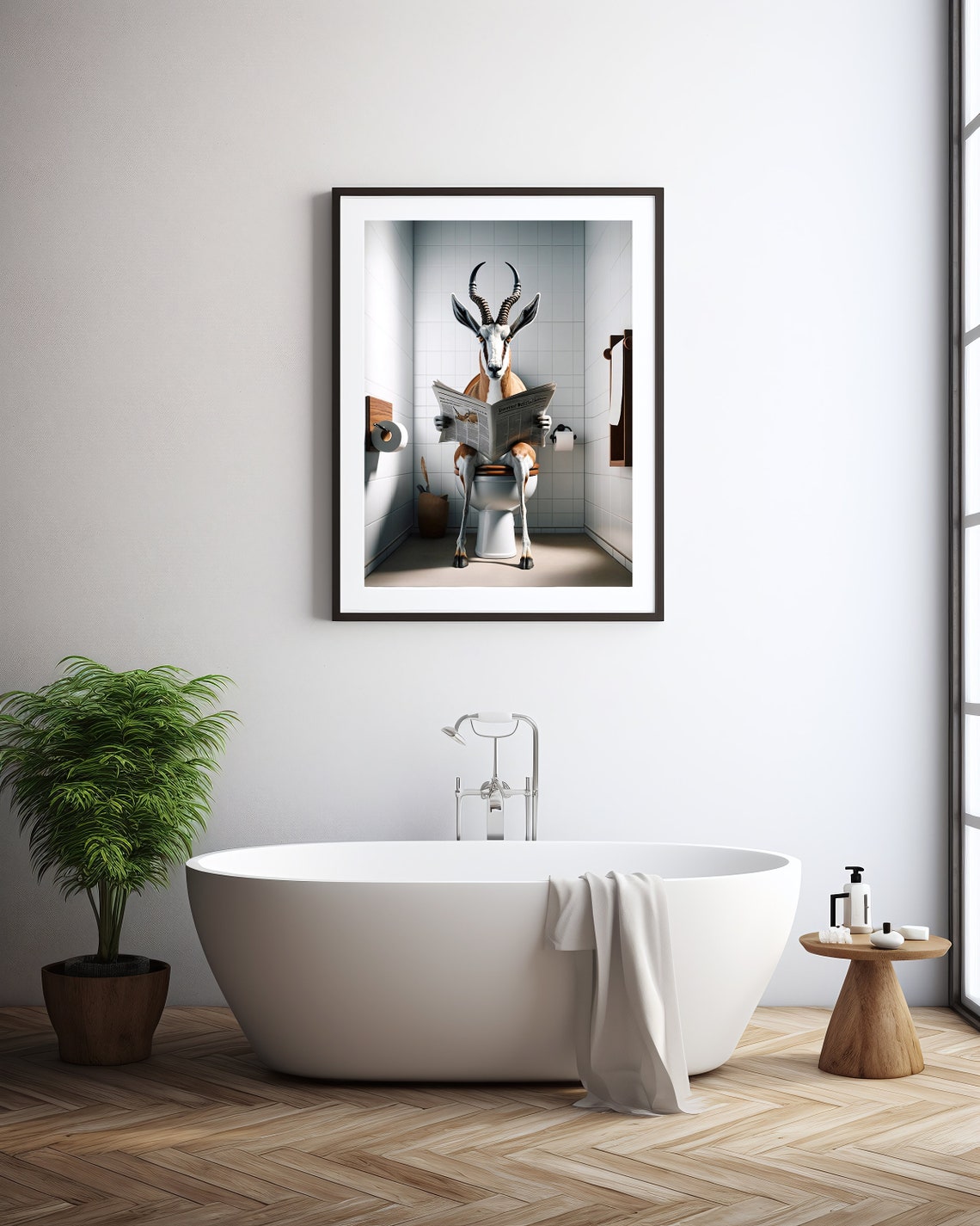 Springbok Wall Art, Funny Bathroom Print, Springbok in Toilet, Bathroom ...