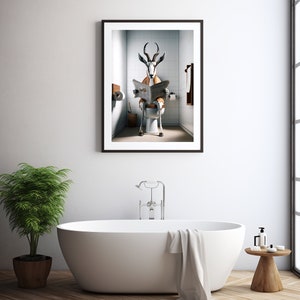 Springbok Wall Art, Funny Bathroom Print, Springbok in Toilet, Bathroom ...