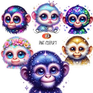 15 Monkey Clipart, Sparkling Colorful Monkey Clipart, Cute Monkey ...