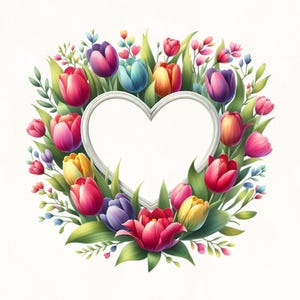 Watercolor Tulip Frame Clipart, Pink Floral Clipart, Wedding Invitation ...