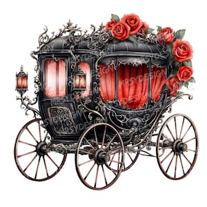Gothic Carriage Clipart, Dark Fantasy Illustration, Gothic Art, Vintage ...