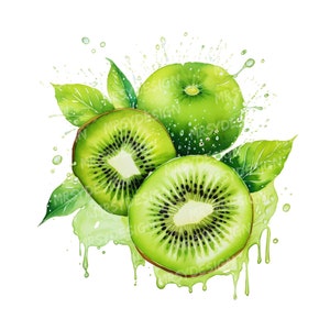 Kiwi Watercolor Clipart, Fruit Art, Watercolor Illustration, Tropical ...