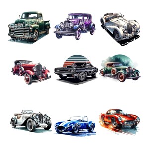 23 Vintage Car Clipart Bundle, Retro Automobile Illustrations, Classic ...