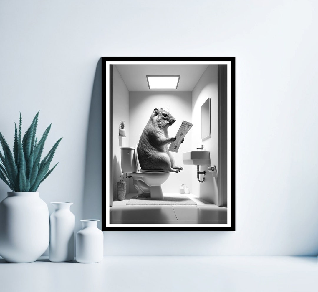 Rock Hyrax Wall Art, Funny Bathroom Print, Toilet Poster, Hyrax in ...