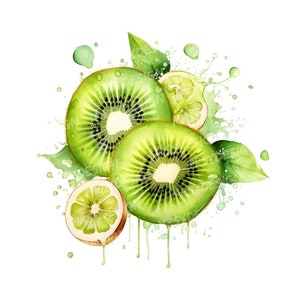Kiwi Watercolor Clipart, Fruit Art, Watercolor Illustration, Tropical ...