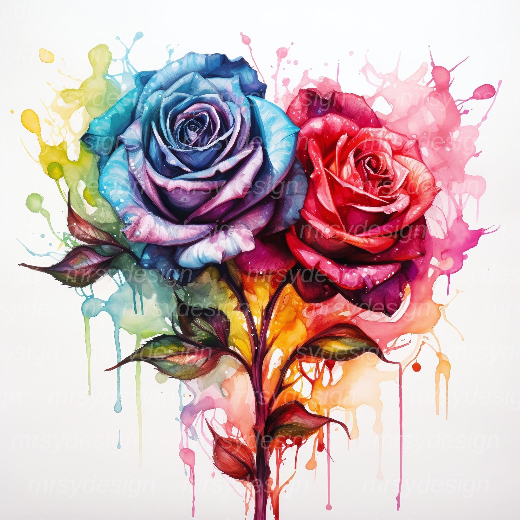 17 Surrealism Rose Watercolor Clipart, High Quality PNG, Printable ...