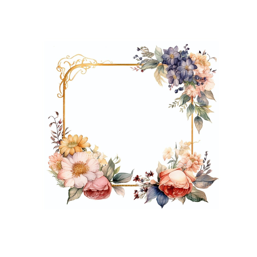 20 Wedding Frame Clipart, High Quality PNG, Golden Frame Watercolor ...