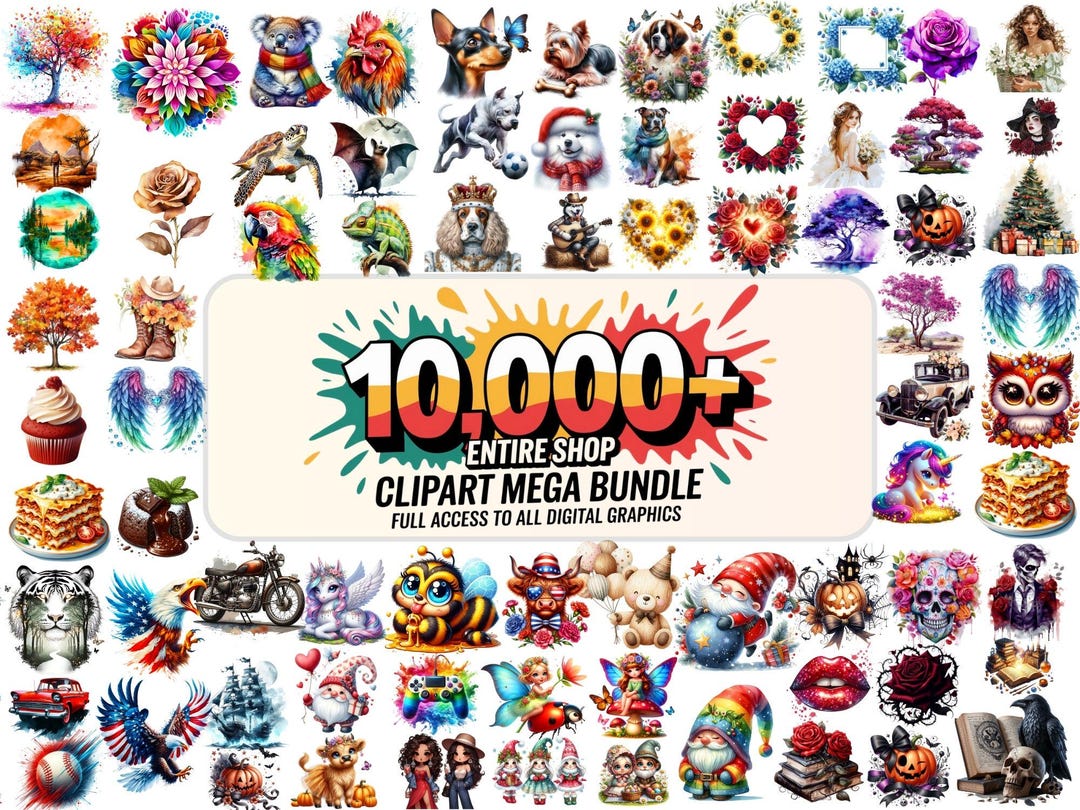 Unlimited Clipart Mega Bundle, Lifetime Access, Watercolor Clipart MEGA ...