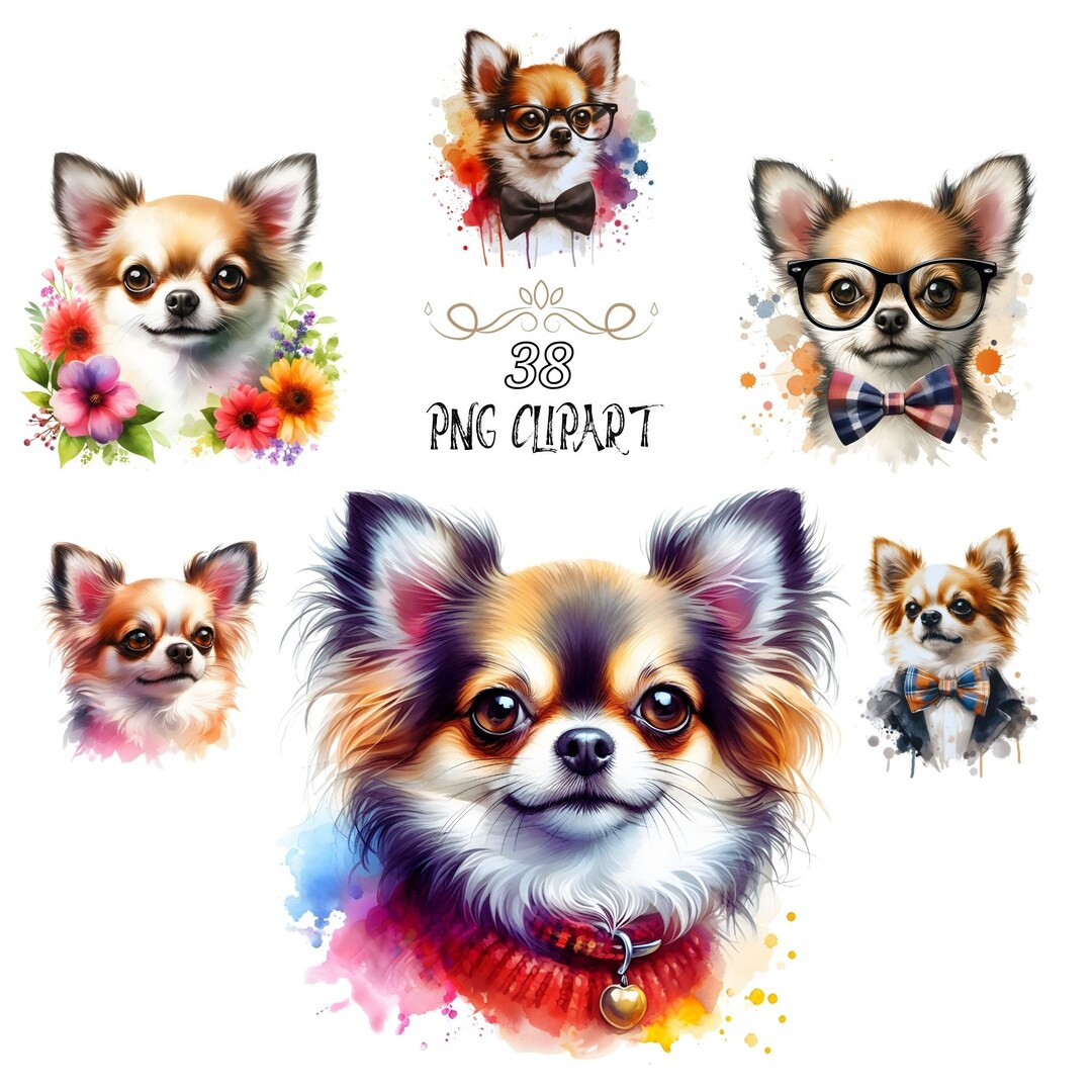 Chihuahua Clipart, Dog Clipart, Bundle Set, Watercolor Chihuahua ...