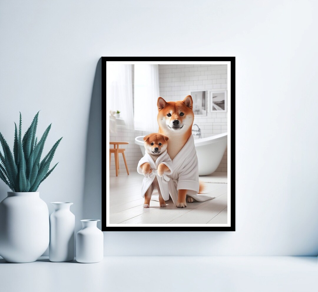 Shiba Inu Bathroom Wall Art, Bathroom Wall Decor, Shiba Inu Gift, Cute ...