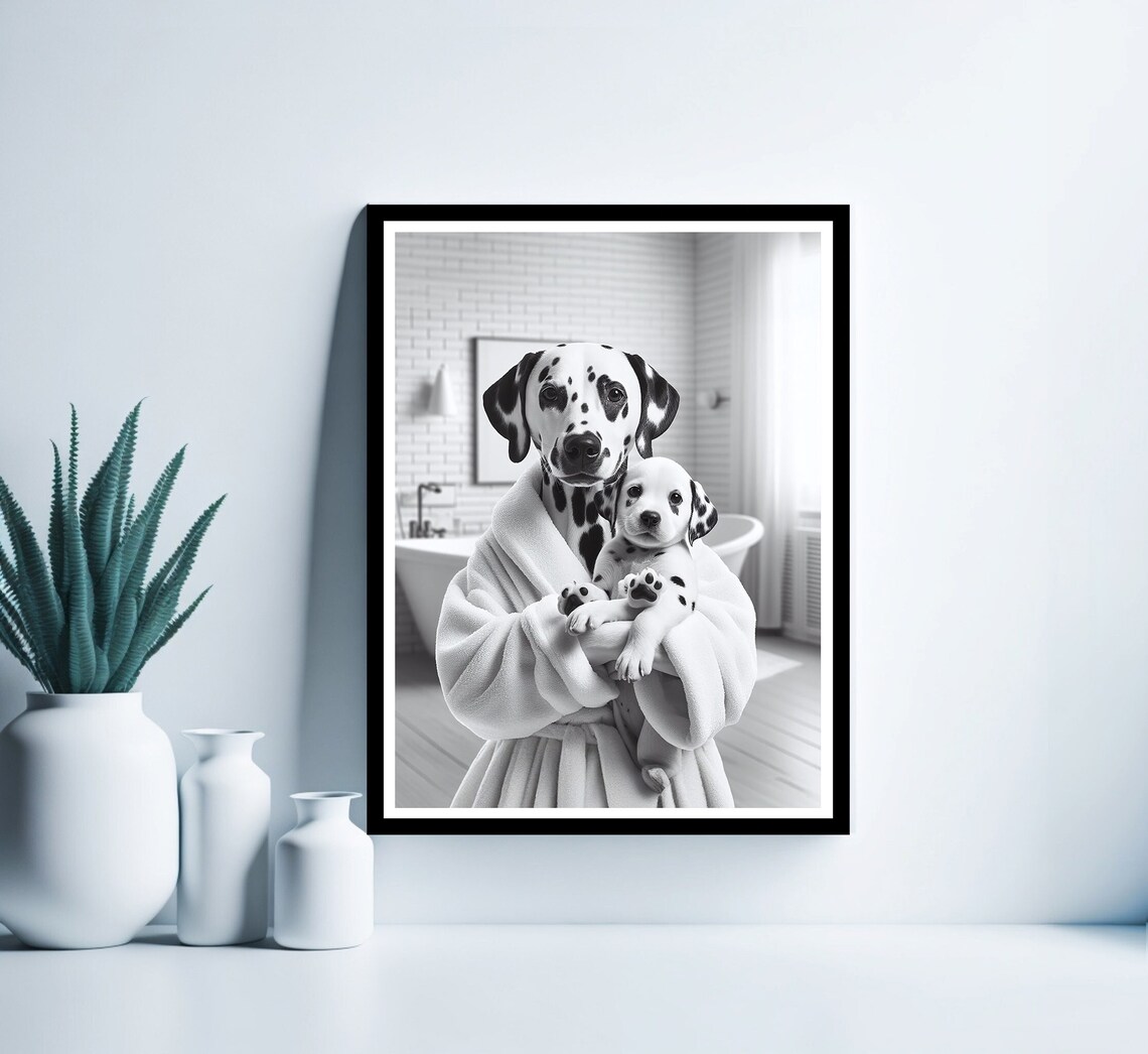 Dalmatian Bathroom Wall Art, Bathroom Wall Decor, Bathroom Kids Art ...