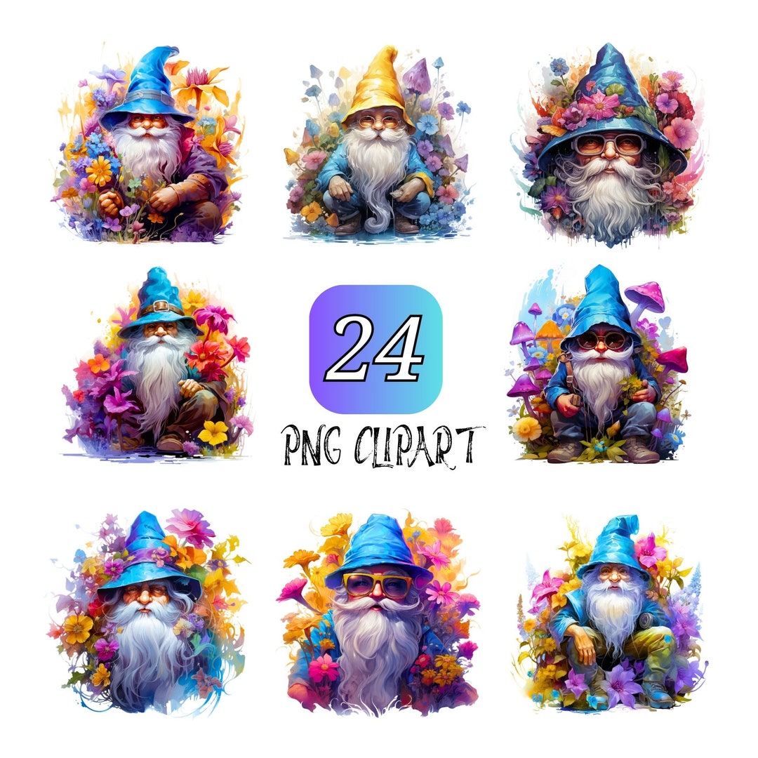 Gnome With Hat Covering Eyes Clipart, Glowing Pastels, Flower Gnome Art ...