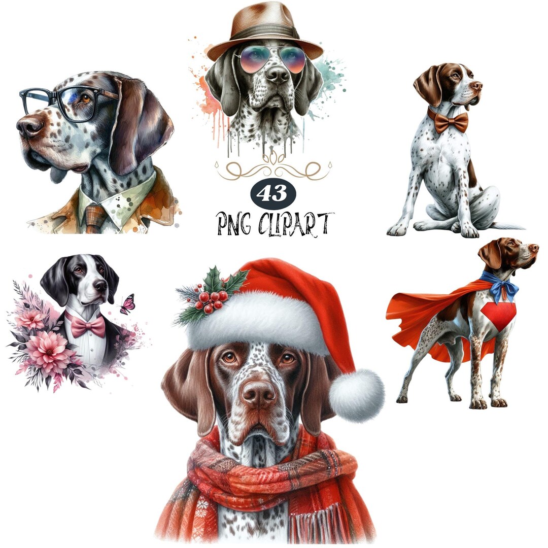 Pointer Clipart, Watercolor Dog Clipart, Pointer Dog PNG, Card Making ...