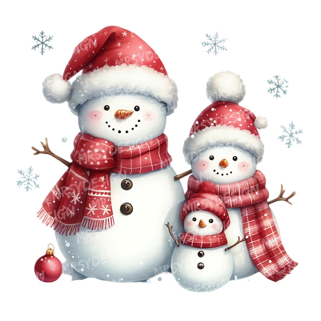 Christmas Snowman Bundle Clipart PNG, Festive Snowman Art, Holiday ...